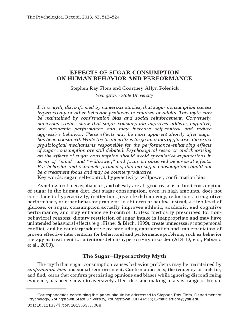 Effects of Sugar Consumption o | PDF | Self-Management | Self Control