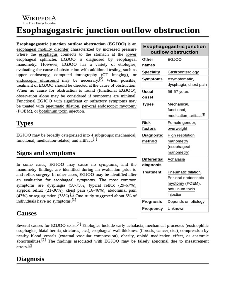 Esophagogastric Junction Outflow Obstruction | PDF | Diseases And ...