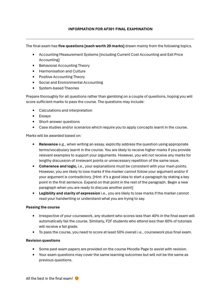 AF301 Final Examination Information | PDF | Cognitive Science | Cognition