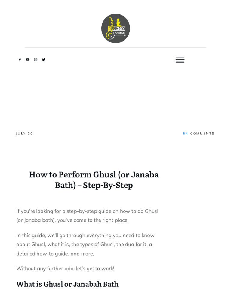 How To Perform Ghusl (Or Janaba Bath) - Step-By-Step - Success H | PDF | Abrahamic Religions