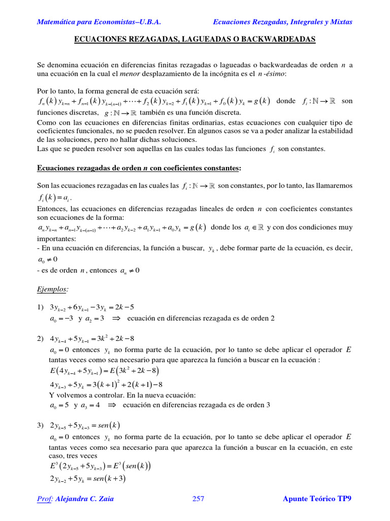 8 - Ecuaciones Mixtas | PDF | Relación de recurrencia | Ecuaciones