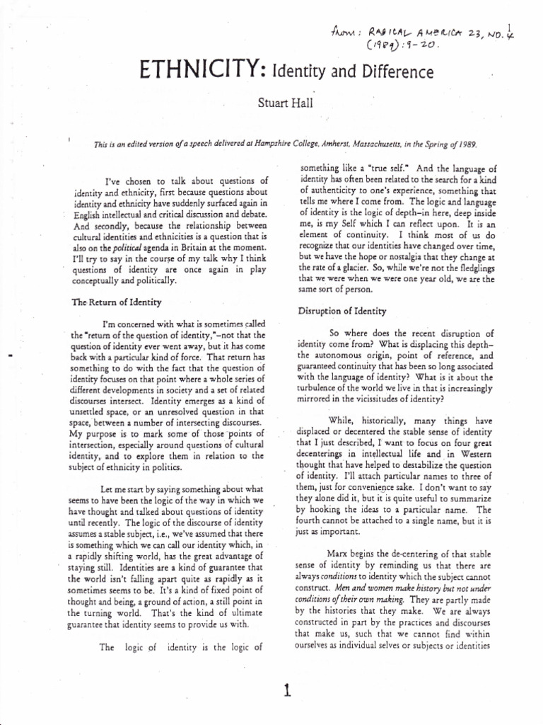 Ethnicity, Identity, and Difference | PDF | Identity (Social Science ...