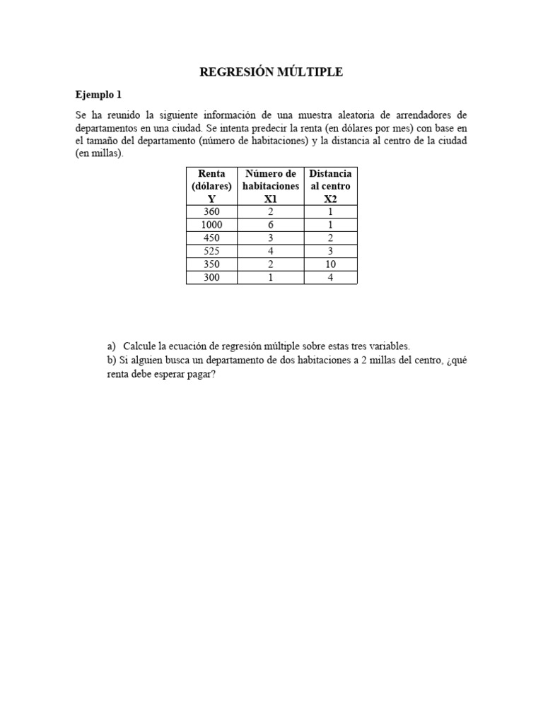 Ejercicios Regresión Múltiple 2023 | PDF | Regresión lineal | Análisis de regresión