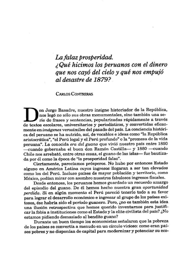 LA FALAZ PROSPERIDAD CARLOS CONTRERAS | PDF | Perú | Economias