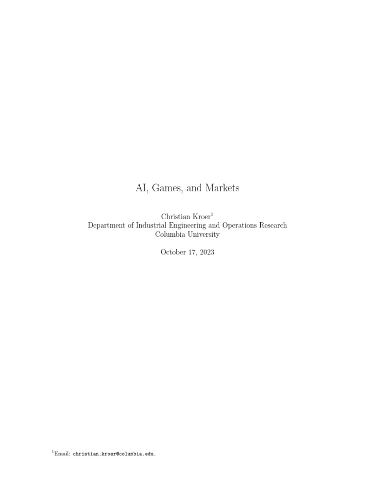 Main Ai Games Markets | PDF | Game Theory | Pareto Efficiency Main Ai Games Markets | PDF | Game Theory | Pareto Efficiency