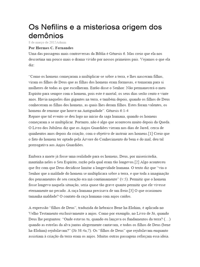 Os Nefilins e A Misteriosa Origem Dos Demônios - 08.03.2015 | PDF ...