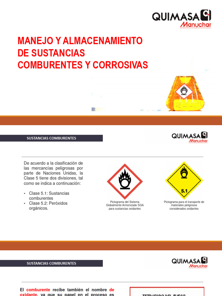 Manejo de Sustancias Comburentes y Corrosivas | PDF | Agente oxidante ...