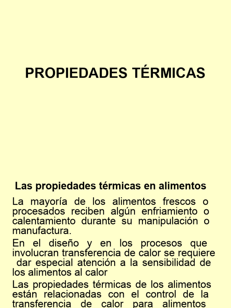 Propiedades térmicas en alimentos | PDF | Calor | Transferencia de calor