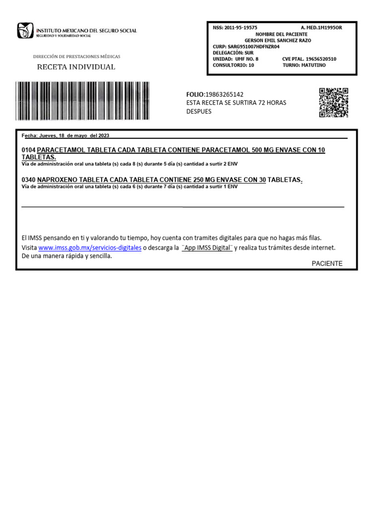 Receta Del Imss | PDF