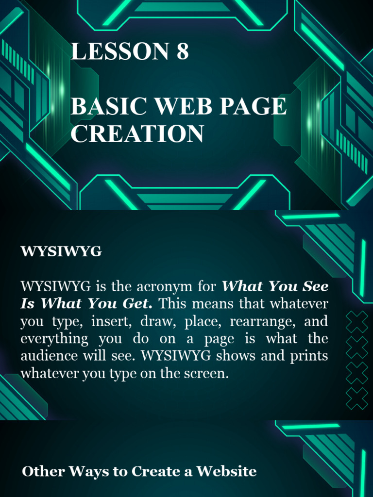 Lesson 8 Basic Web Page Creation | PDF | Websites | World Wide Web
