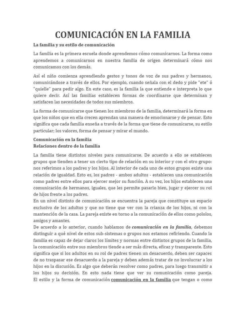 Comunicación en La Familia | PDF | Familia | Comunicación