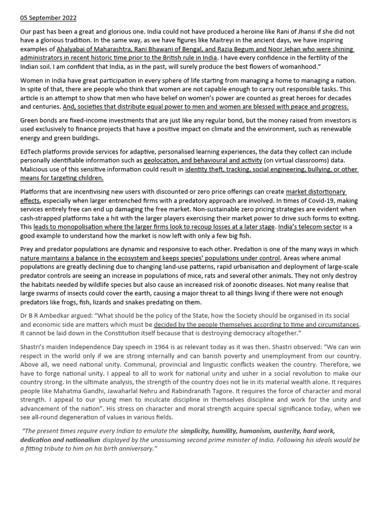 UPSC Short Notes PDF Predation