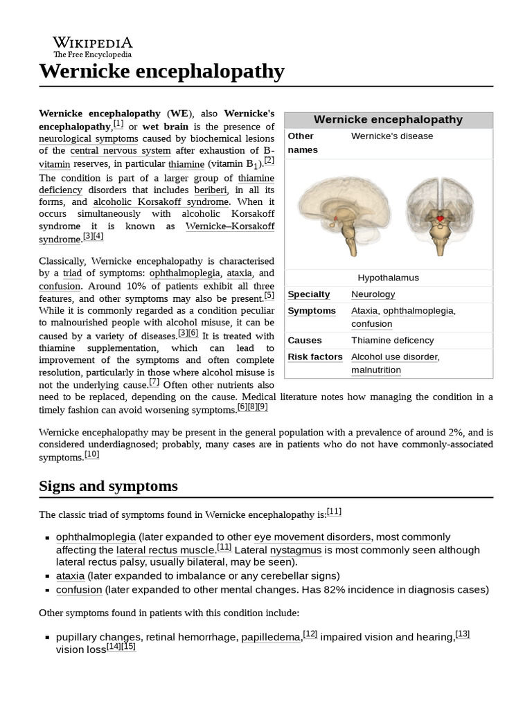 Wernicke Encephalopathy | PDF | Clinical Medicine | Medical Specialties