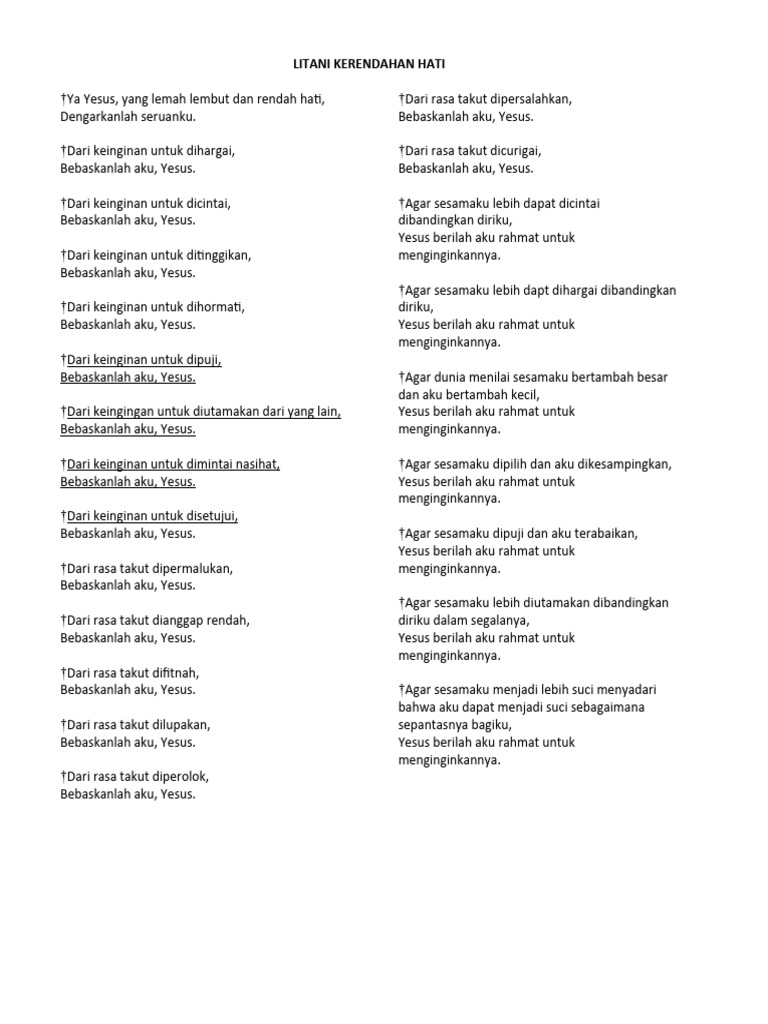 Doa Kerendahan Hati | PDF Doa Kerendahan Hati | PDF