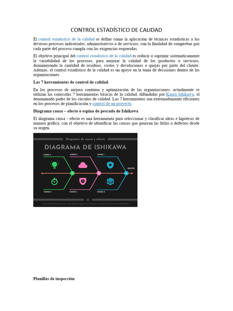 Control Estadístico de Calidad en Procesos | PDF | Estadísticas ...