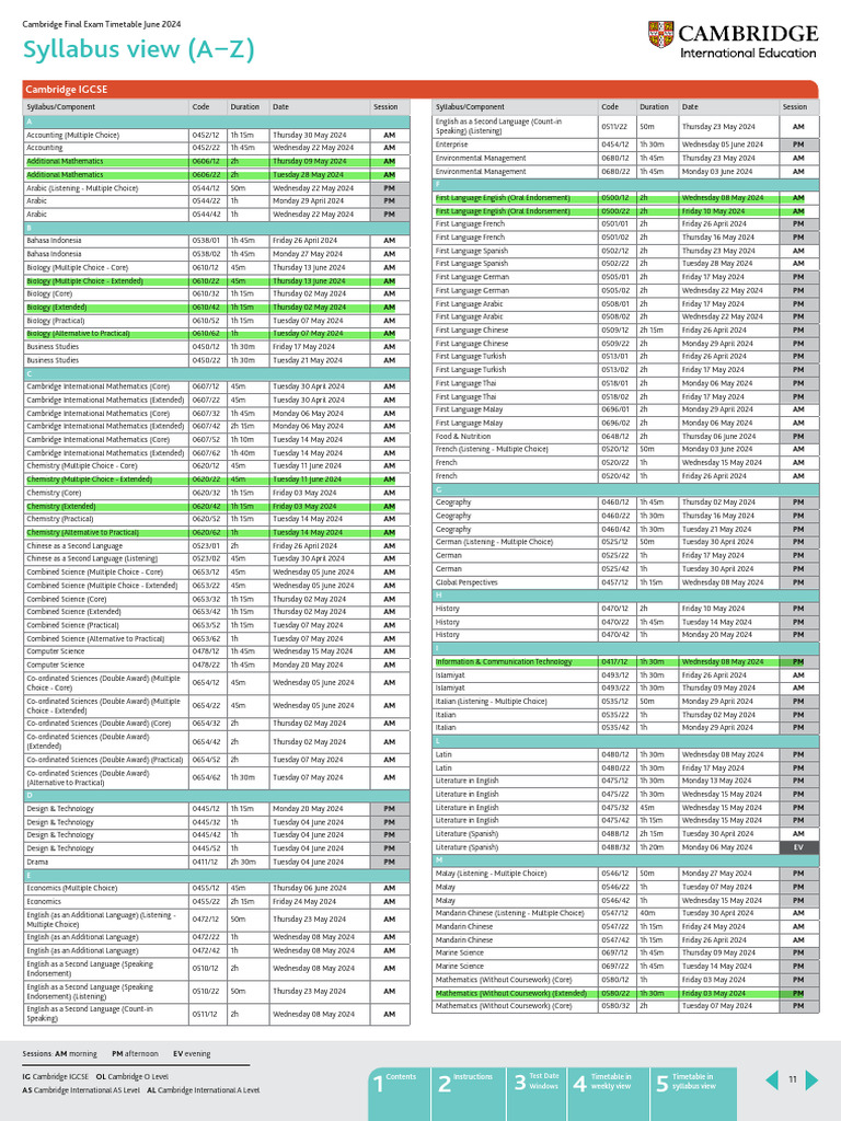 Cambridge IGCSE Exam Schedule | PDF