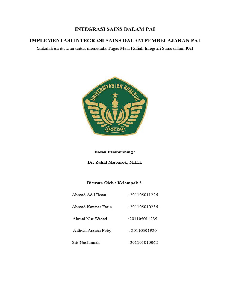 Integrasi Sains Dalam Pai Kel 2 | PDF | Karier & Perkembangan | Kesehatan Holistik