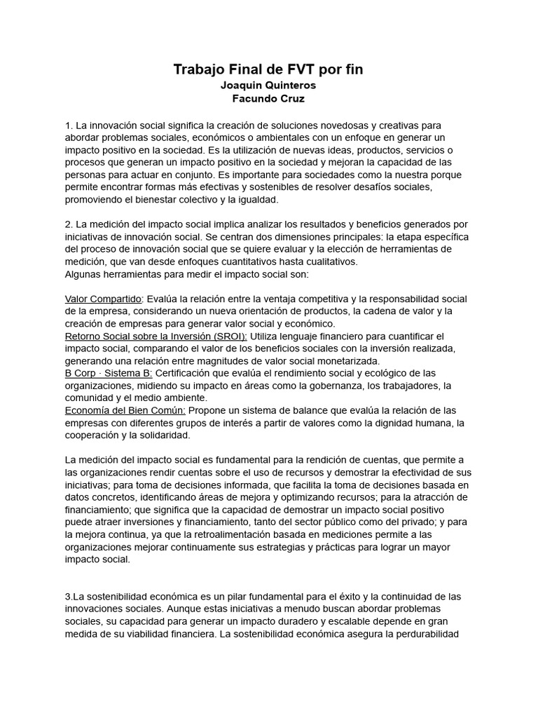 FVT Final Por Fin | PDF | Innovación | Business