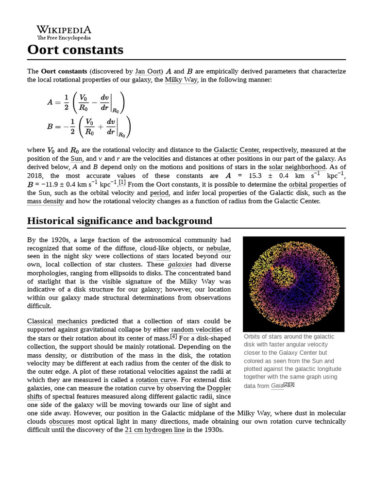 Oort Constants | PDF | Milky Way | Space