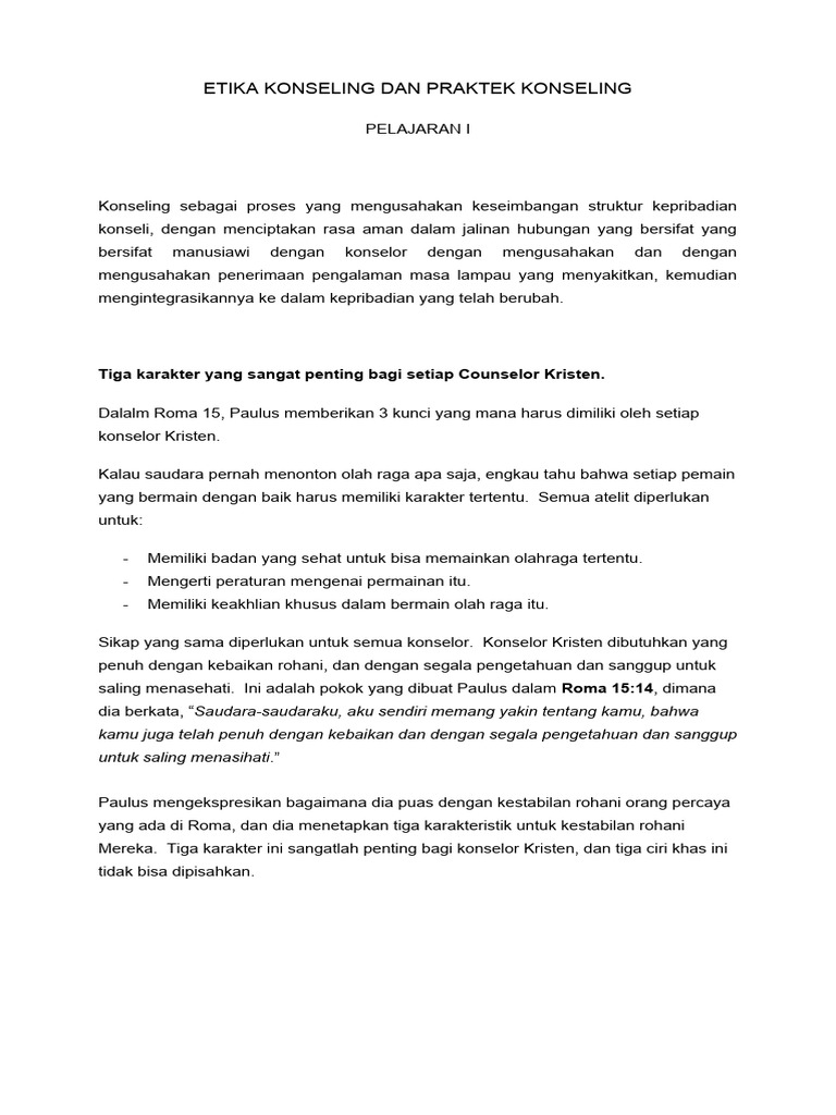 Etika Konseling Dan Praktek Konseling | PDF