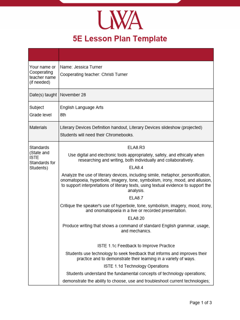 Ed508-5e-Lesson-Plan-Template 1 1 | PDF | The Raven | Science Education