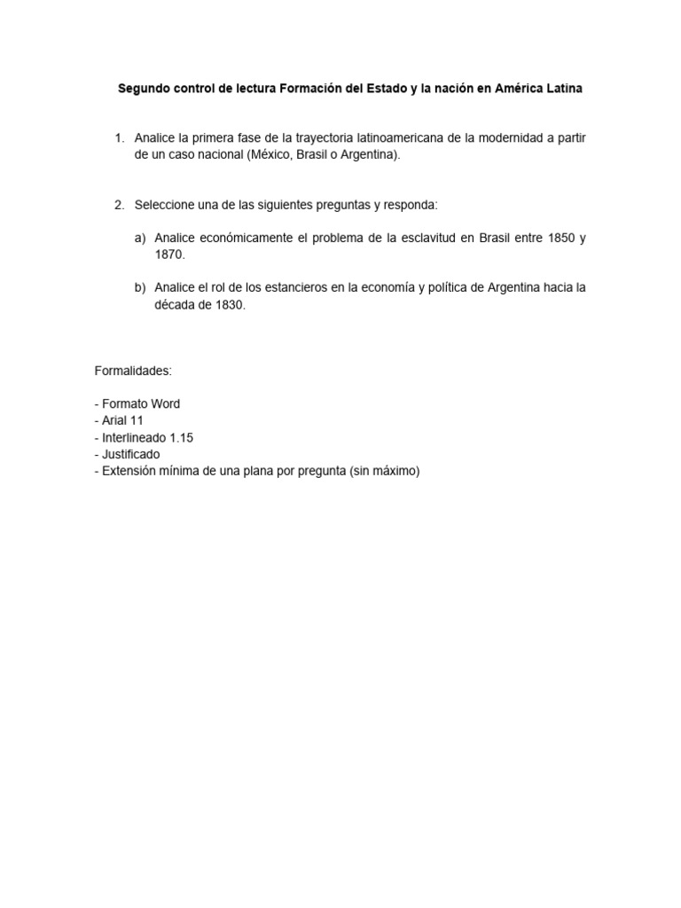 Segundo Control de Lectura | PDF