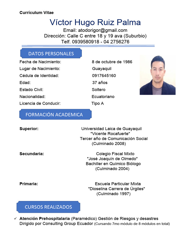 Currículum Vitae | Descargar gratis PDF | Ecuador