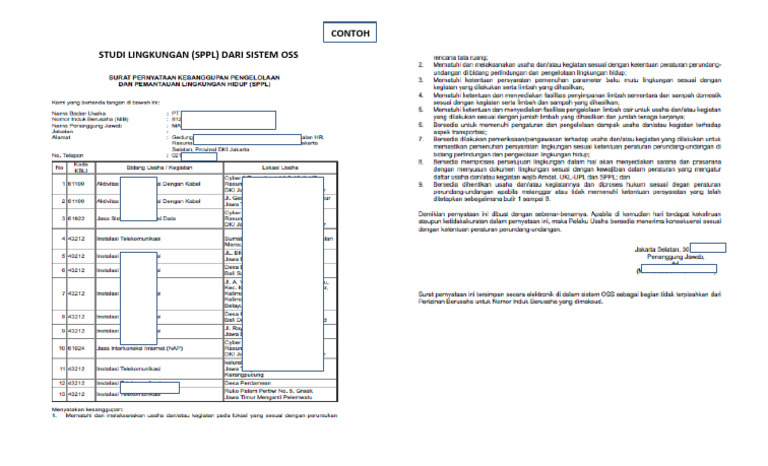 Contoh Studi Lingkungan (SPPL) | PDF
