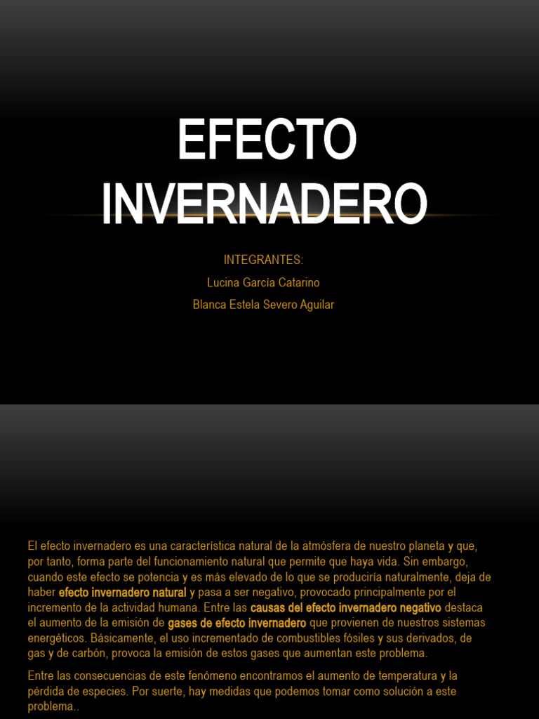 Efecto Invernadero: Causas y Soluciones | PDF | Gases de efecto ...