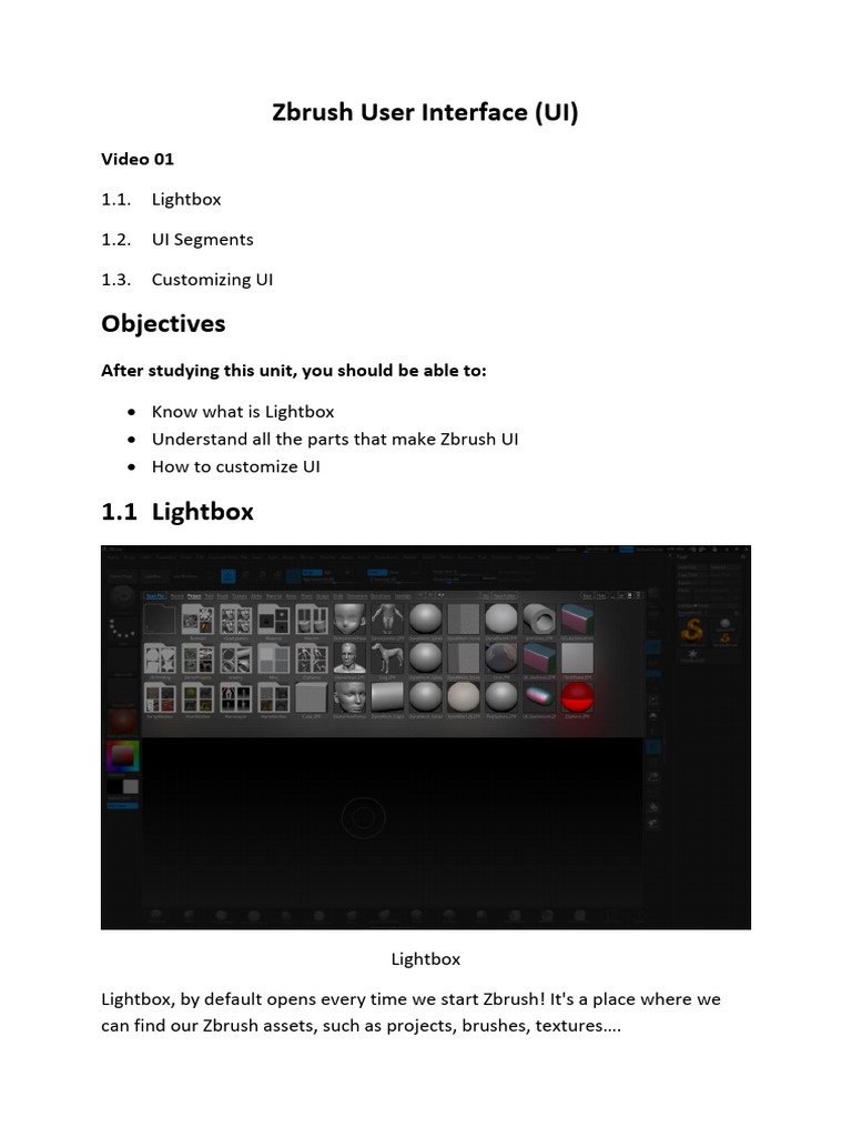 Zbrush UI | PDF | Icon (Computing) | Menu (Computing)