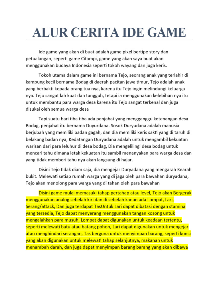 Alur Cerita Ide Game | PDF | Agama & Spiritualitas | Dewasa Muda