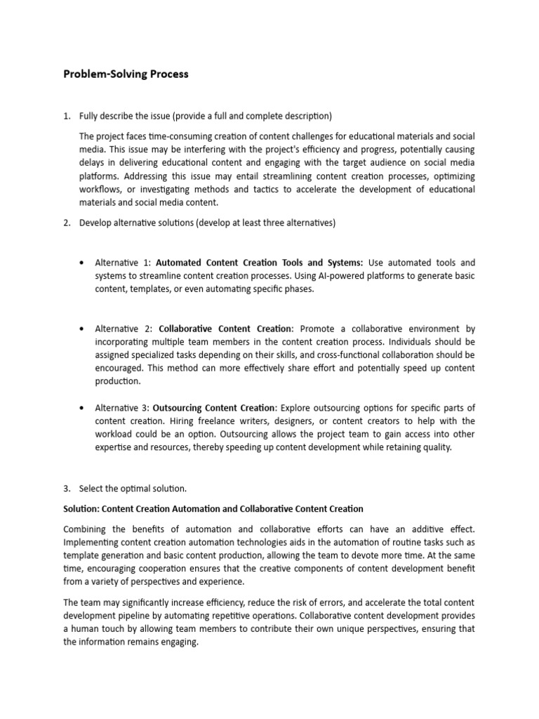 Problem Solving Process Week 11 | PDF | Automation | Outsourcing