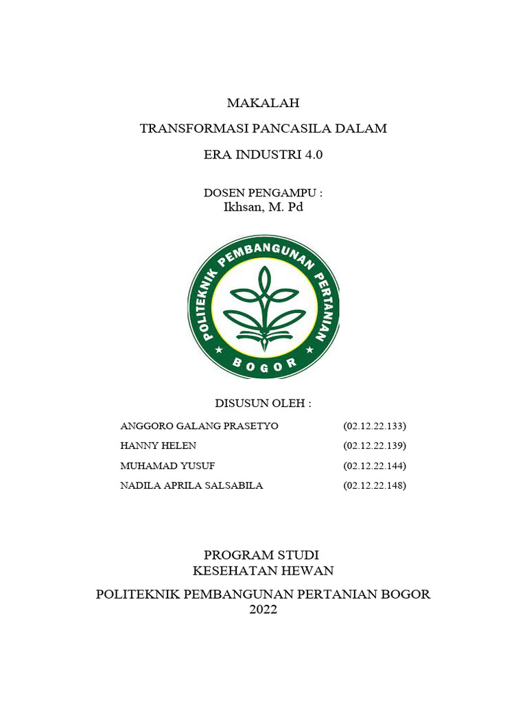 Makalah Transformasi Pancasila Dalam Era Industri | PDF