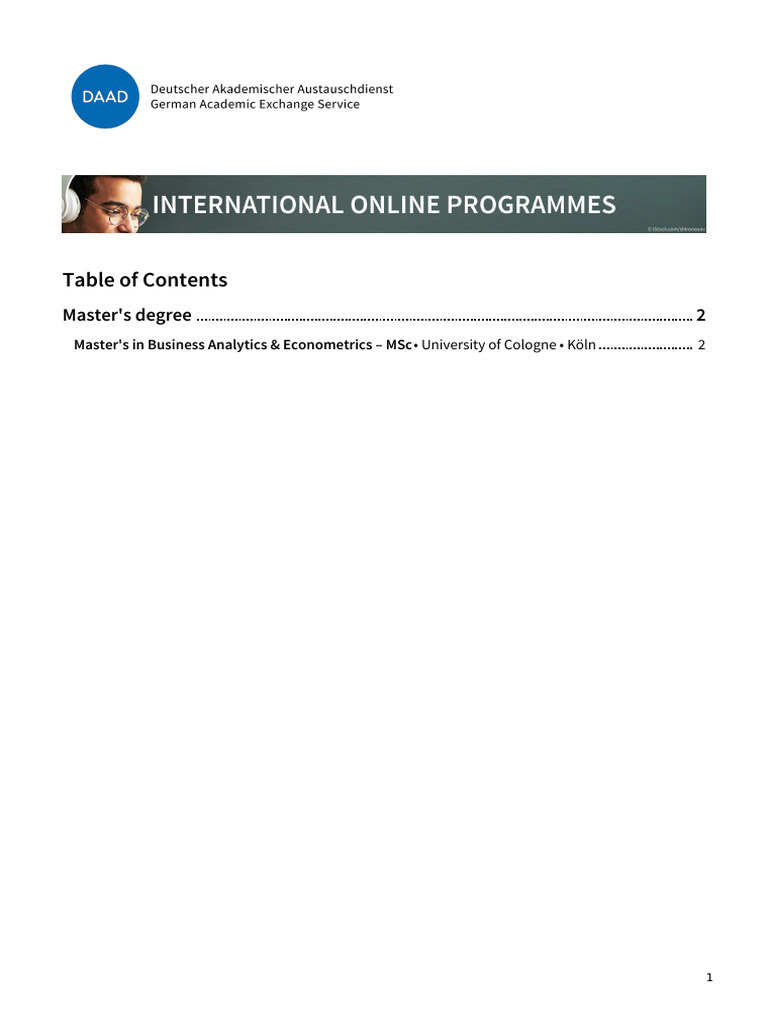 Master's in Business Analytics & Econometrics - Master of Science ...