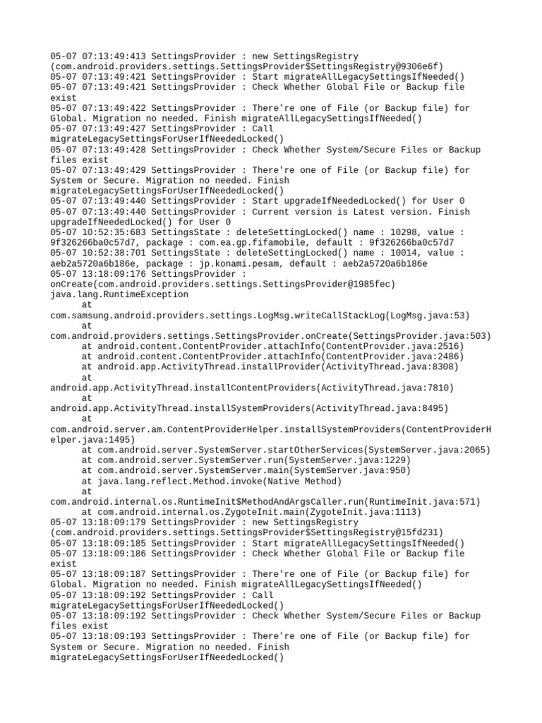 Settings Provider | PDF | Java (Programming Language) | Backup