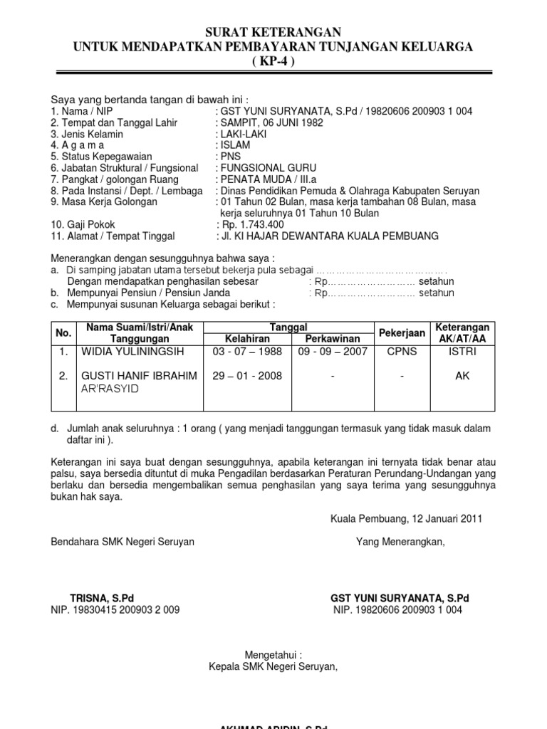 Contoh Kp4 Cpns Rumah Pendidik - Riset