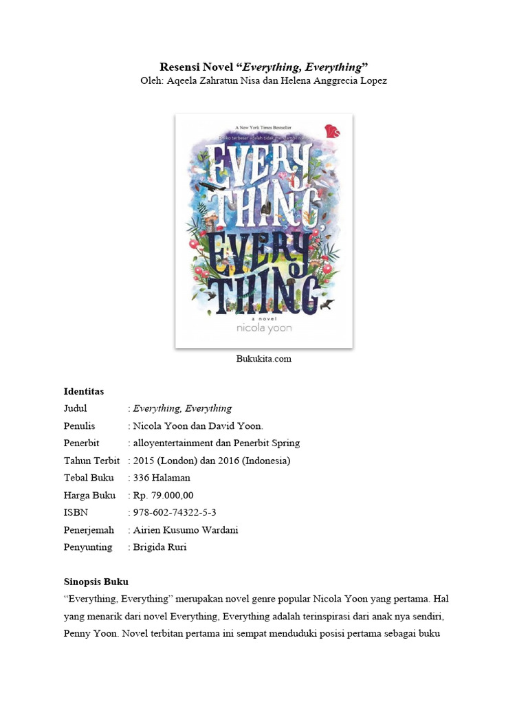 Resensi Novel Everything, Everything | PDF