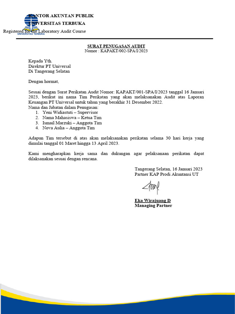 3.surat Penugasan Audit | PDF