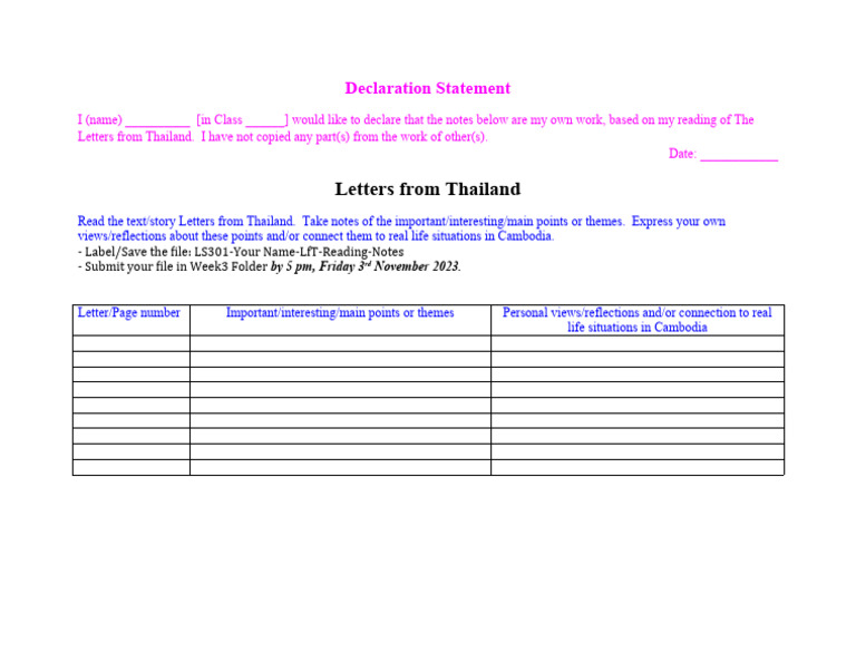 Letters From Thailand Notes | PDF