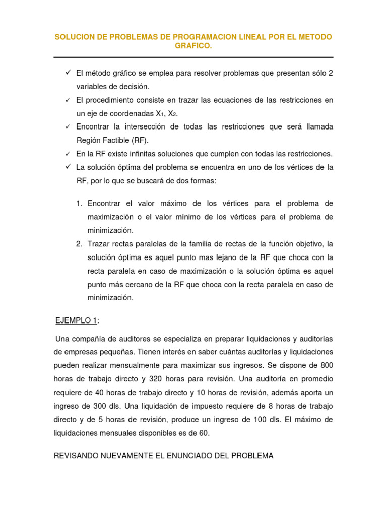 Solucion Metodo Grafico - PL | PDF | Programación lineal | Conceptos ...