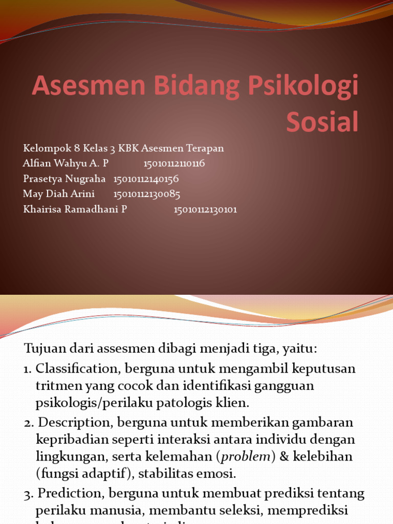 Asesmen Bidang Psikologi Sosial | PDF