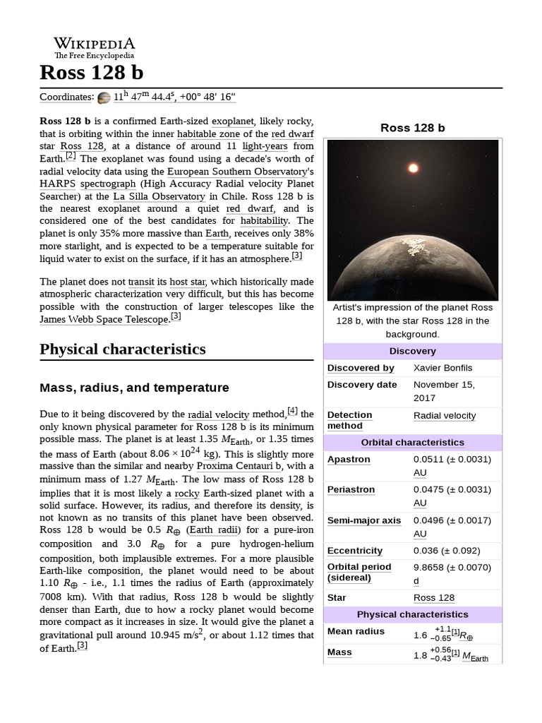 Ross 128 B | PDF | Astronomy | Planemos