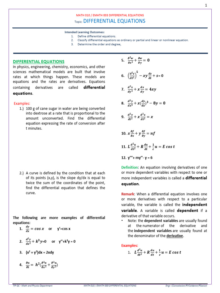 1 Introduction | PDF | Equations | Derivative