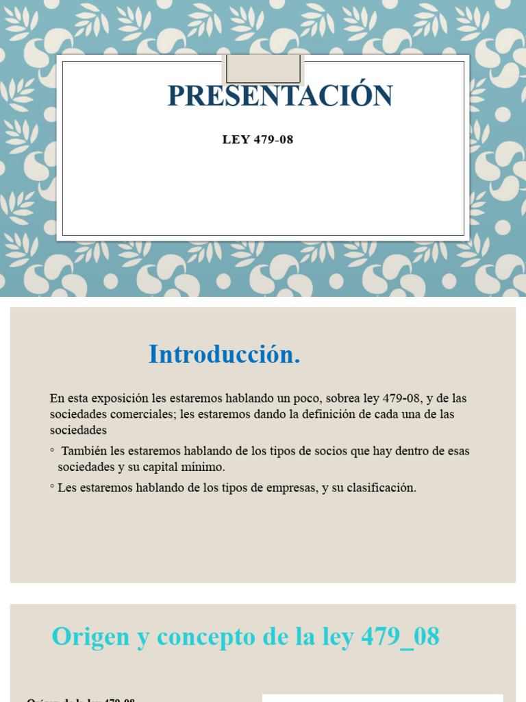 Ley 479-08 Diapositiva | PDF | Negocios económicos | Business