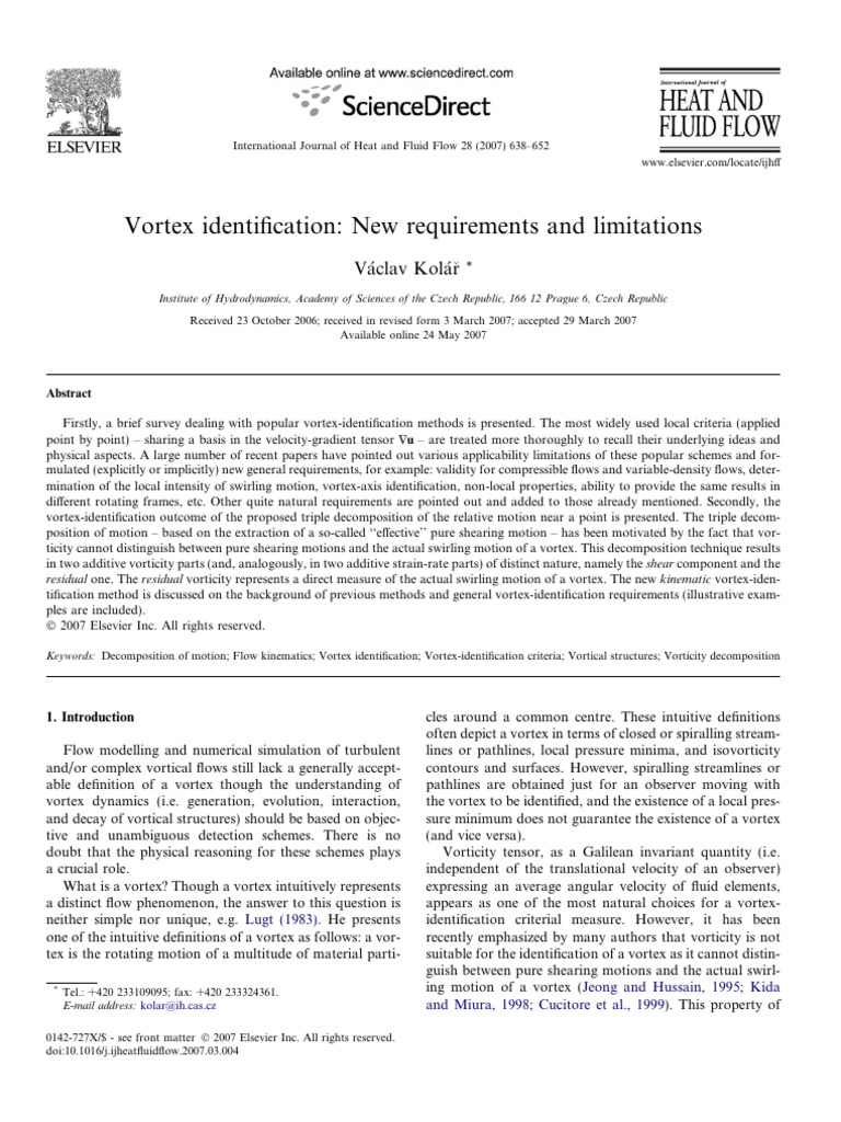 Vortex Identification - New Requirements and Limitations | PDF ...