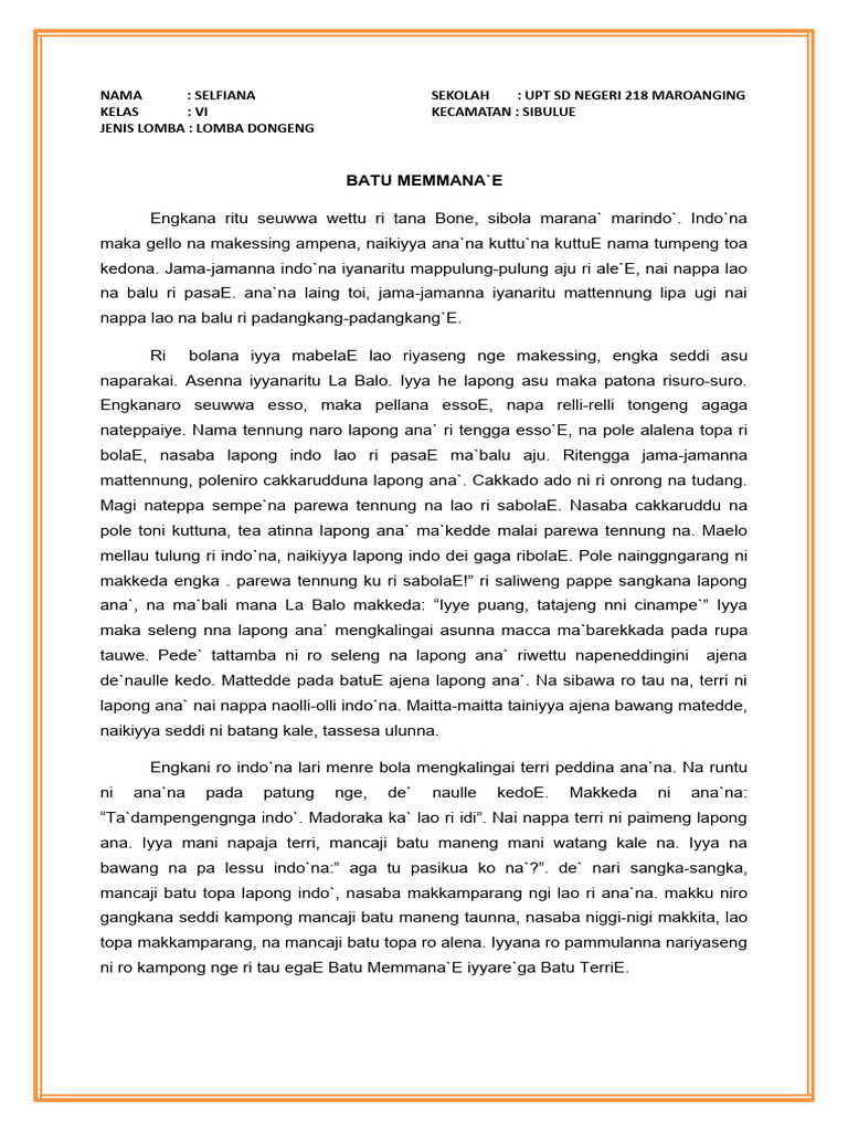 Cerita Dalam Bahasa Bugis | PDF