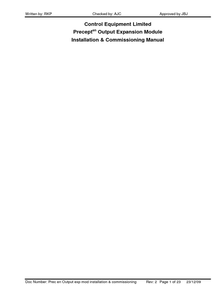 Control Equipment Limited Precept Output Expansion Module Installation ...