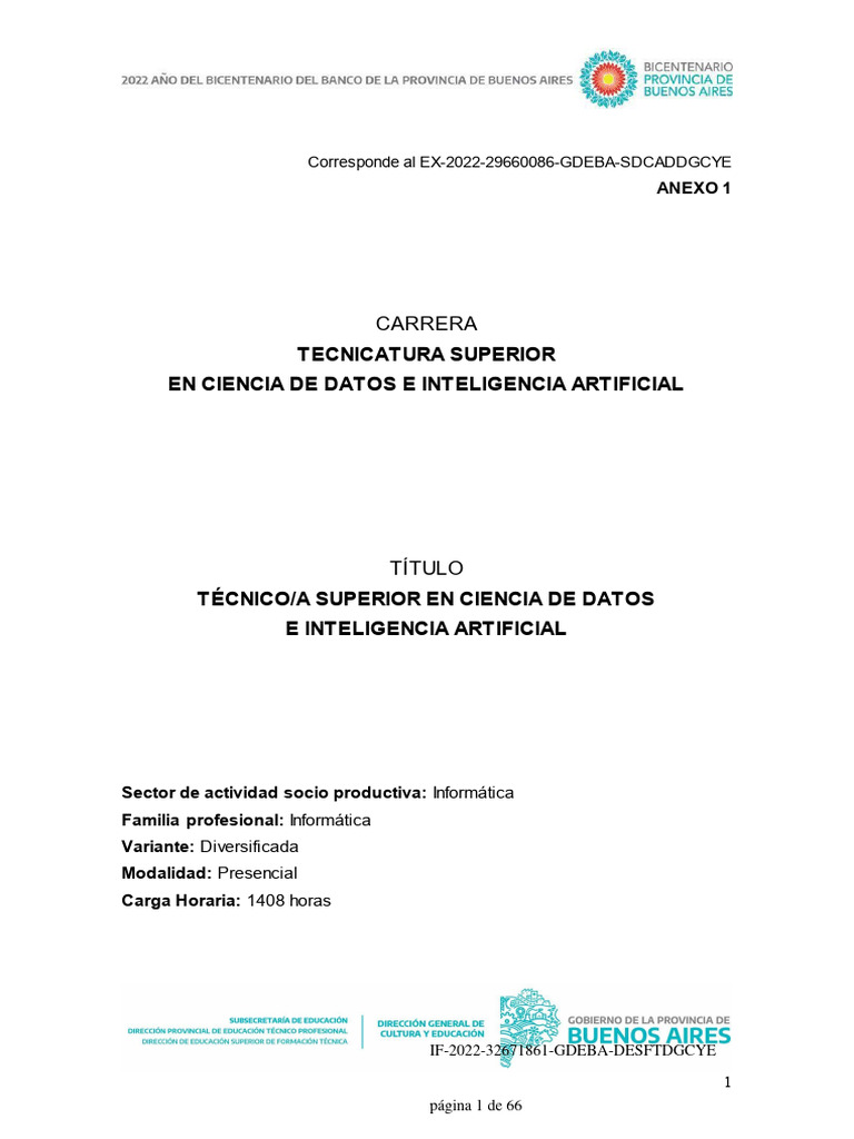 Anexo I Res 2730 22 Cs DeDatos e Inteligencia Artificial | PDF | Plan ...
