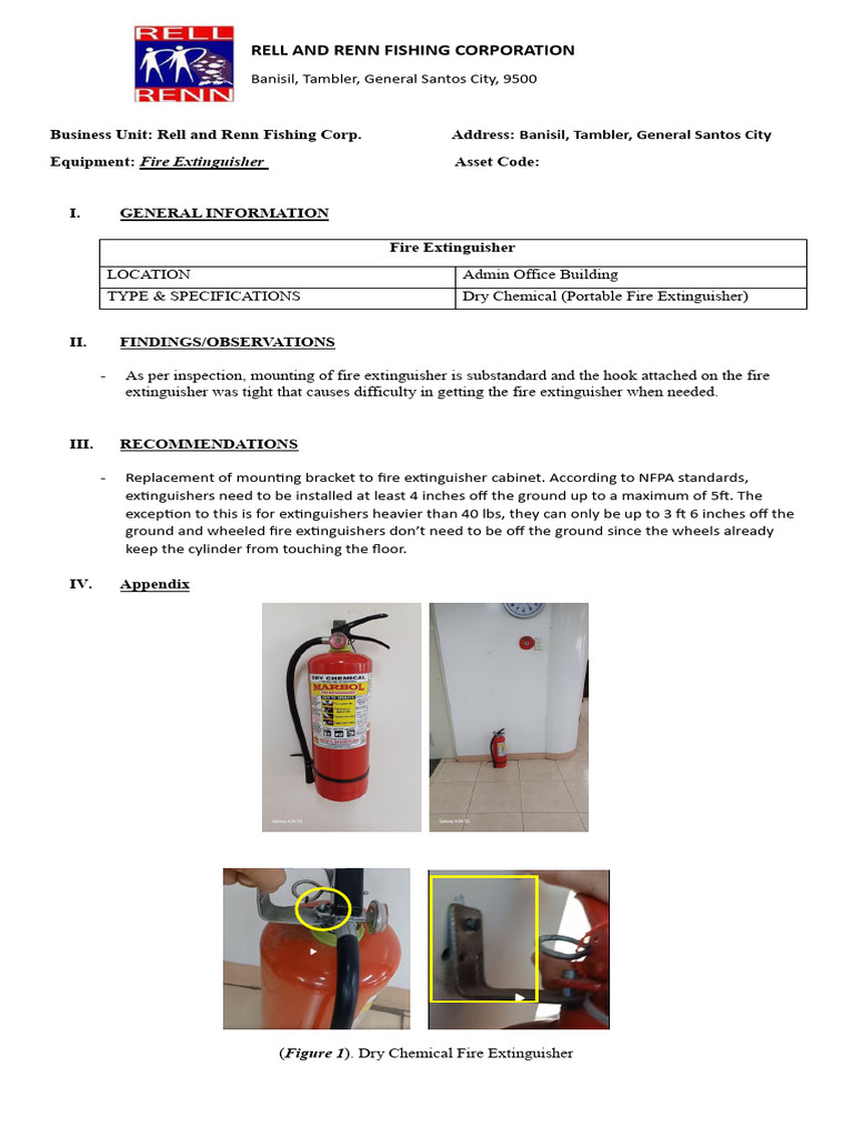 Inspection Report Fire Extinguisher | PDF