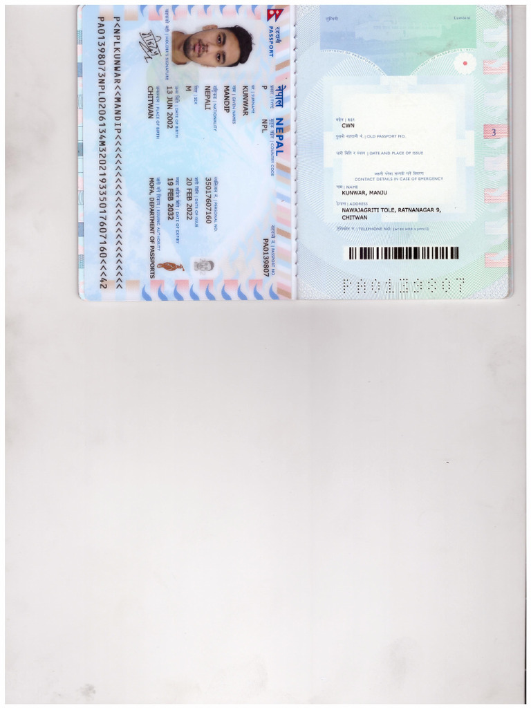 Passport Front - Mandip Kunwar | PDF Passport Front - Mandip Kunwar | PDF